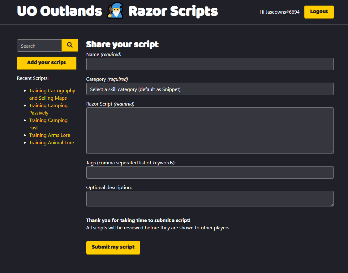 UO Razor Scripts by Cartography Skill